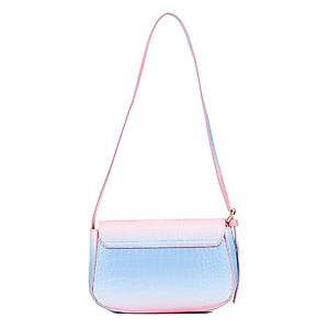 Olivia Miller Women's Fashion Aimee Ombre Bright Rainbow Faux Crocodile Leather Shoulder Bag w Adjustable Strap, Casual Trendy 90s Y2K Retro Evening Purse Handbag