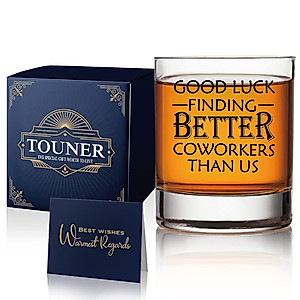 TOUNER Good Luck Finding Better Coworkers Whiskey Glasses, Going Away Party, Novelty Coworker Leaving Gift For Colleague Boss Co-worker Friends, Farewell Gift For Coworker Boss Colleague Friend Men