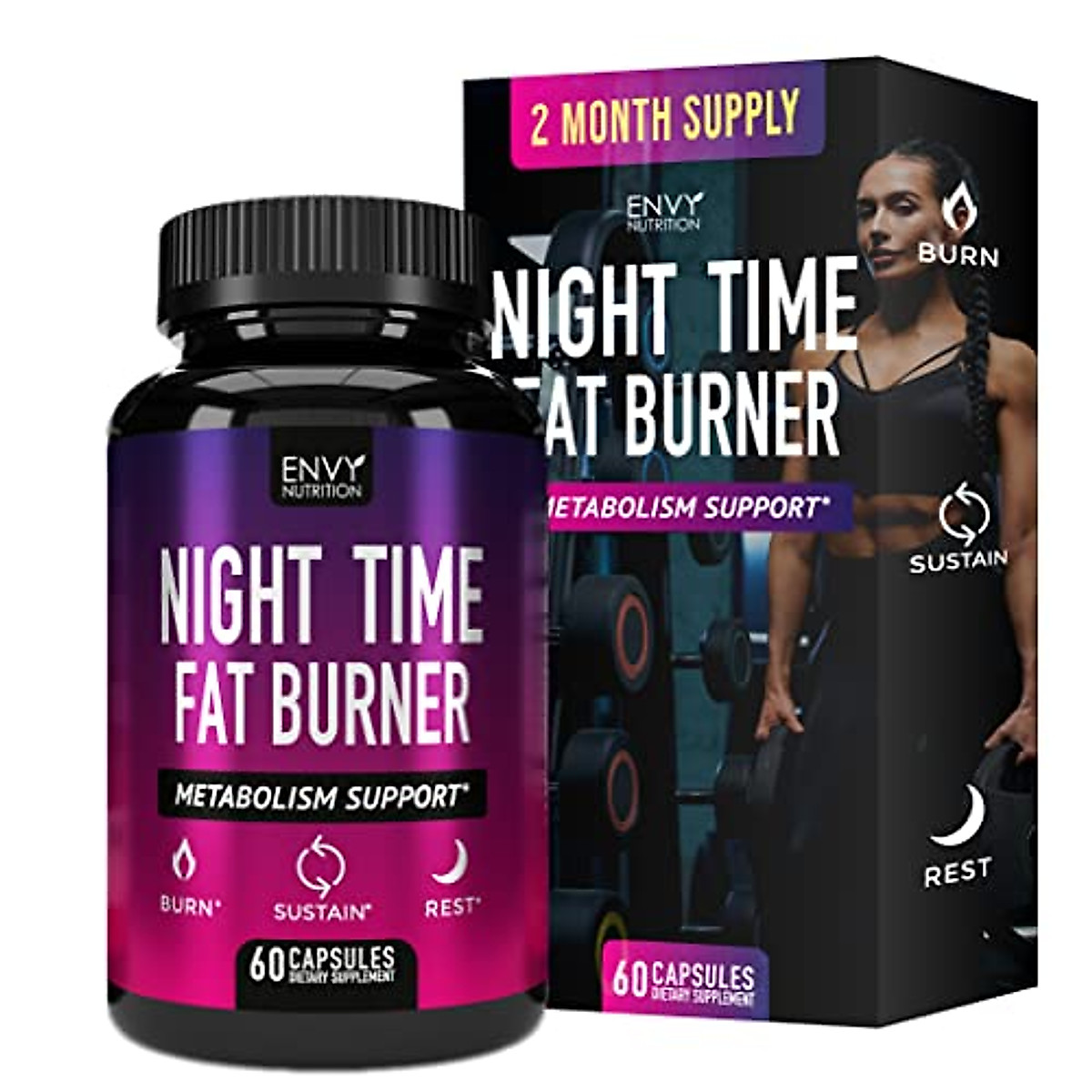 Night Time Fat Burner - Carb Blocker, Metabolism Booster, Appetite Suppressant and Weight Loss Diet Pills for Men and Women with Green Coffee Bean Extract and White Kidney Bean - 60 Capsules