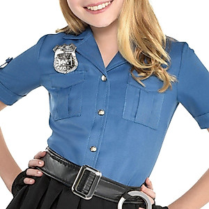 Party City Officer Cutie Cop Costume for Girls - Includes Dress, Hat, Belt, Glovelettes, & Handcuffs - Costumes for Halloween, Birthday Parties & Themed Event