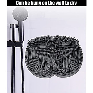 BENLIUDH Shower Foot Scrubber, Shower Foot Scrubber Mat Shower Floor Silicone Foot Shower Gadgets Foot Care Massages for Men & Women - Non-Slip with Suction Cups (Grey)
