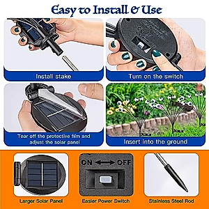 Flumy Outdoor Halloween Decorations, 2-Pack Solar Swaying Garden Lights, Scary Eyeball Solar Landscape Pathway Stake Fairy Lights, 16 LED Waterproof Outdoor Lights for Halloween Party Decor Yard Patio