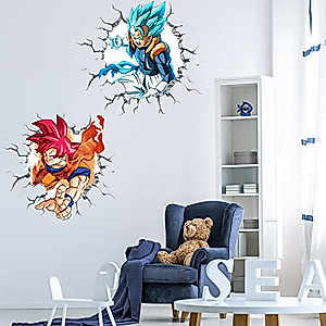 2 Pcs Large Anime Wall Decal Realistic 3D Comics Poster Decals Vinyl Wallpaper Kids'bedroom Living Room Playroom Nursery Wall Decor Gift Supplies(15.7“x35.4")