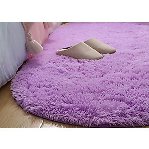 gdmgdr Soft Oval Nursery Rug for Girls Room Bedroom Oval Home Decor, 2.6' X 5.3', Purple