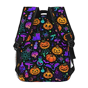 BoeHiop Halloween Pumpkins and Magical Elements Lightweight Laptop Backpack for Women Men College Bookbag Casual Daypack Travel Bag