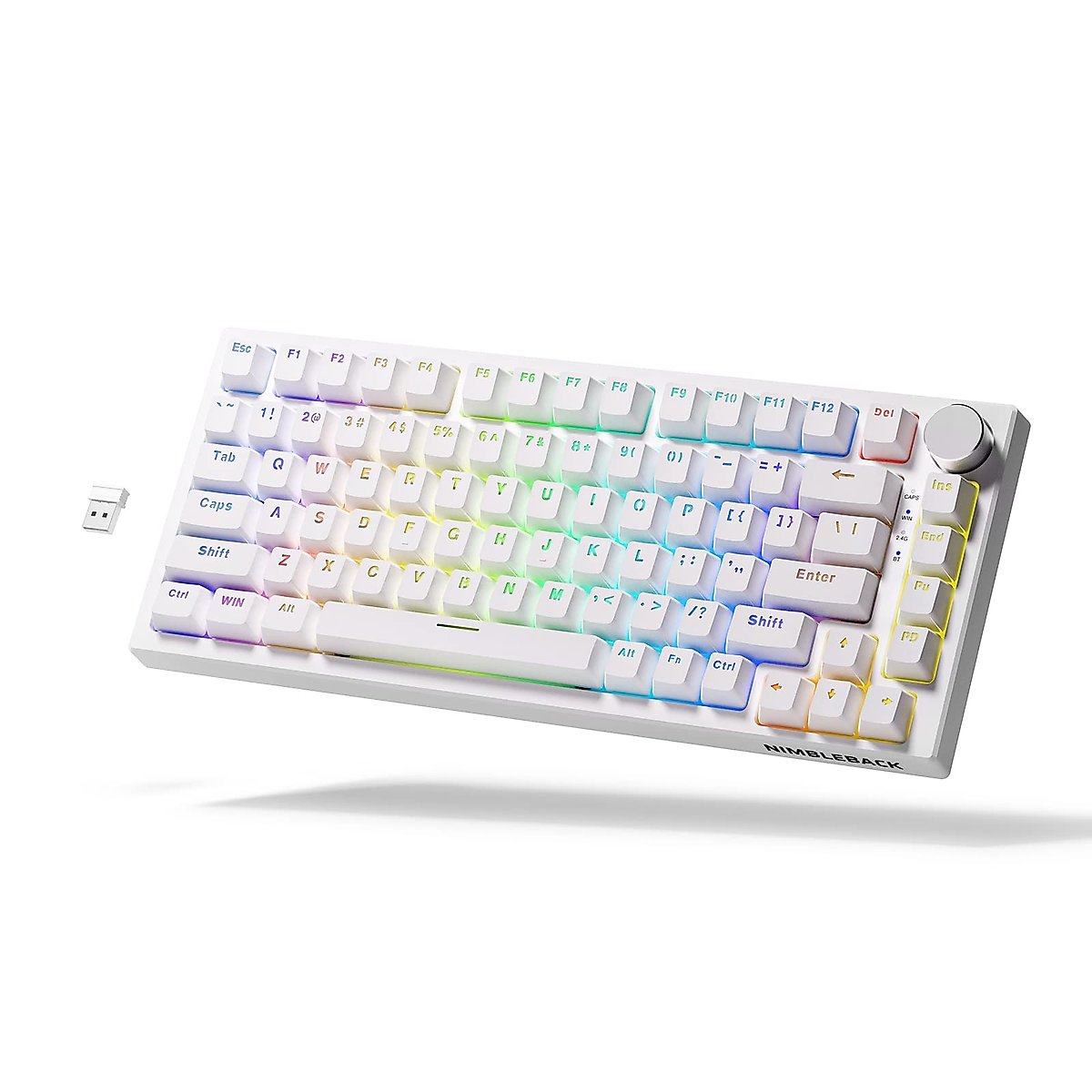 LTC Nimbleback NB831 Wireless 75% Gasket Triple Mode BT5.0/2.4G/USB-C Wired Hot Swappable Mechanical Keyboard, 83-Keys Bluetooth RGB Compact Gaming Keyboard with Software, Red Switch