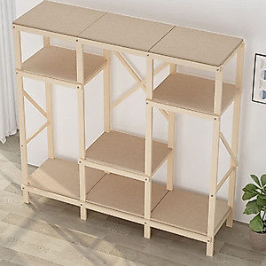 Walnut Folding Wardrobe with Wood Frame, Storage Closet, Portable Wardrobe Organizer Shelf, Bedroom Standing Cabinet