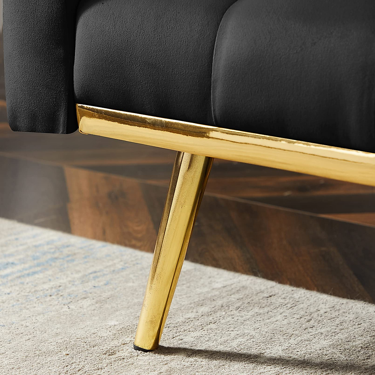 TMEOSK Vintage Convertible Folding Futon Sofa Bed with 2 Pillows, Adjustable Backrest, Sleeper Loveseat Couch for Small Space Bedroom Living Room Boys Girls, Black