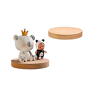 Z metnal Small Natural Wooden Shelves, Mini Floating Circle Display Ledge Shelf for Collection Action Figures, Decor Round Corner Wall Shelf, Wall Mounted, 8 inch, 2 Pack