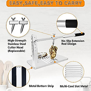 Stainless Steel Oyster Openers Two Cutter Head, All Metal Oyster Shuckers Durable Tool Set No Plastic with G-clamp, Oyster Knife, Level 5 Cut Resistant Gloves for Home Seafood Workshop Restaurant