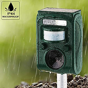 VEGFEST Solar Ultrasonic Animal Repeller.Cat Repellent Outdoor. Motion Activated and Blinking LED Light Siren Mosquito Repellent for Deer, Bird, Cat ,Dog,Raccoon, Skunk, Squirrel, Rabbit, etc Green