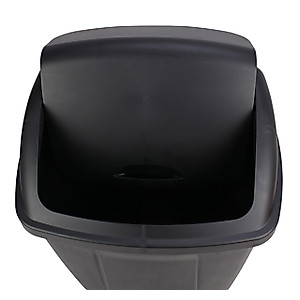 13 Gallon Trash Can, Plastic Swing Top Kitchen Garbage Trash Can, Black