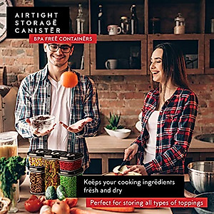 DWËLLZA KITCHEN Airtight Food Storage Containers with Lids - 5 Piece Set - Kitchen Accessories Food Containers - Pantry Organization and Storage - Clear Plastic BPA-Free - Keeps Food Fresh & Dry