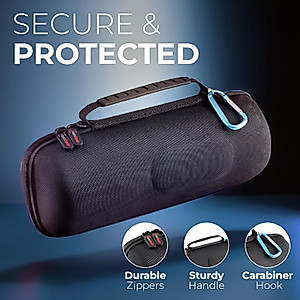 HomEquip Waterproof Case for JBL Charge 4/ Charge 5, Fits Multiple JBL Bluetooth Speakers, Black (case only)