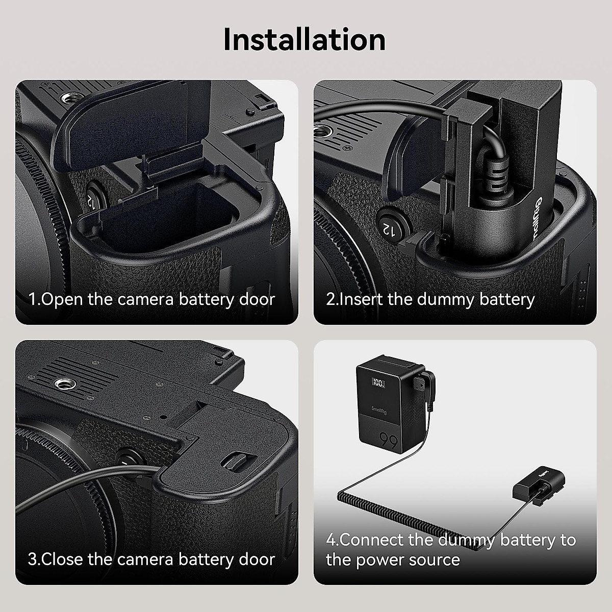 SmallRig D-TAP to LP-E6NH Dummy Battery, LP-E6NH Coiled Power Cable for Canon R5, R5 C, R6, R7, R, 5D II/III/IV, 6D, 6D II, 7D, 7D II, 60D, 60Da, 70D, 80D, 90D, XC10, XC15, 5DS, 5DS R Cameras - 4252