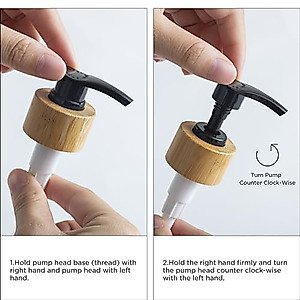 Vorey Bathroom Glass Soap Dispenser Set with Pump, Soap and Lotion Dispenser with Bamboo Tray for Farmhouse Decor (Black & White)