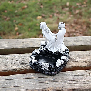 Gothic Death & Love Skull Beauty Girl Figurine Resin Cigarette Ashtray Home Table Decor