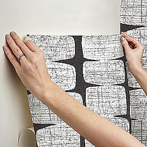 RoomMates RMK12348PL Mid-Century Beads Peel and Stick Wallpaper, Black
