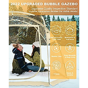 Transparent Outdoor Tent, Larger Space with 88.5ft2, 10' x 10' Portable Clear Screen House, 4-6 Person Shelter, Clear Pod, Canopy Gazebo for Patios, Backyards, Camping