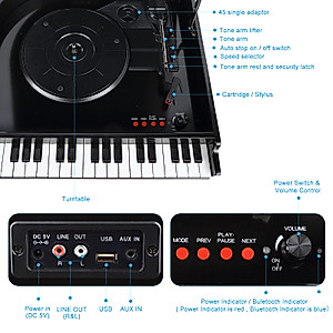 VOSTERIO Turntable HI-FI System with Dual Speakers, Belt-Driven Record Player with Bluetooth, Magnetic Cartridge, Built-in Amplifier