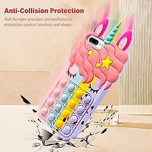 HoneyAKE Fidget Toys Phone Case for iPhone 8 Plus Case iPhone 7 Plus Case Bubble Protect Soft Silicone Shockproof Stress Reliever Pop Phone Cover Women Girls for iPhone 6s Plus 7 Plus 8 Plus, Rainbow