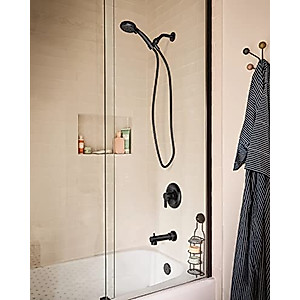 Moen 82618BL Meena Black Single-handle Modern Shower Faucet with Handshower and Tub Spout, 4 Spray Functions, Pressure Balancing, Adjustable Temperature, Durable