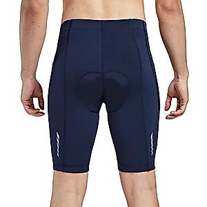 BALEAF Men's Padded Bike Shorts Cycling Tights 3D Padding Bicycle Accessories Road Biking MTB Pockets UPF 50+ Dark Blue Size M