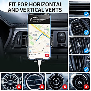 APPS2Car Car Phone Holder Mount, Vent Phone Mount for Car, Air Vent Cell Phone Holder for Car with Adjustable Phone Vent Clip Compatible with iPhone, Samsung, Big Cellphone & Thick Case Friendly