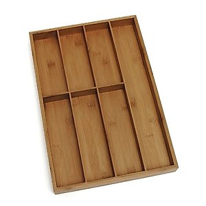 Lipper International 8877 Bamboo Wood Flatware Organizer with 7 Compartments, 12" x 17-1/2" x 1-3/4"