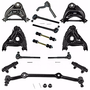 TRQ Front Steering & Suspension Kit Center Link Control Arm with Ball Joint Idler Arm & Bracket Assembly Sway Bar Stabilizer Link Tie Rod Tie Rod Adjusting Sleeve Compatible with Chevrolet GMC