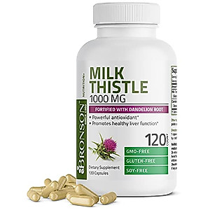 Bronson Milk Thistle 1000mg Silymarin Marianum & Dandelion Root Liver Health Support 120 Capsules