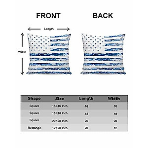 Set of 2 Throw Pillow Covers Square for Home Decor, Independence Day Camo American Flag Patriotic 18x18 Inch Cotton Reversible Pillow Case Sofa Soft Cushion Cases for Bedroom Couch Bed Car Chair