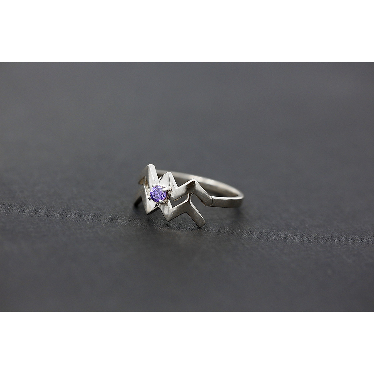 CaliRoseJewelry Sterling Silver Aquarius Zodiac Ring for Women with February Birthstone (Size 4.5)