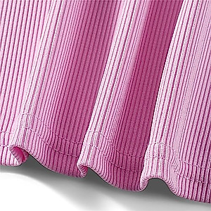 Women Y2K Going Out Crop Top Short Sleeve V Neck Ribbed Cropped T Shirt Casual Basic Fitted Baby Tees Streetwear A Pink