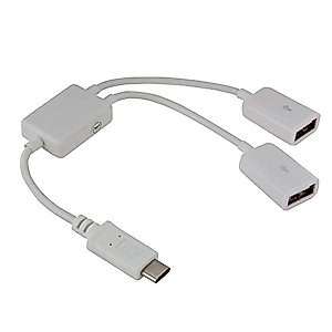 Leya-US Spare Part 21cm 2 in 1 USB-C/Type-C 3.1 to USB 2.0 Data Cable, Compatible for Galaxy S8 & S8 + / LG G6 / Huawei P10 & P10 Plus/Xiaomi Mi 6 & Max 2 and Other Smartphones(White)