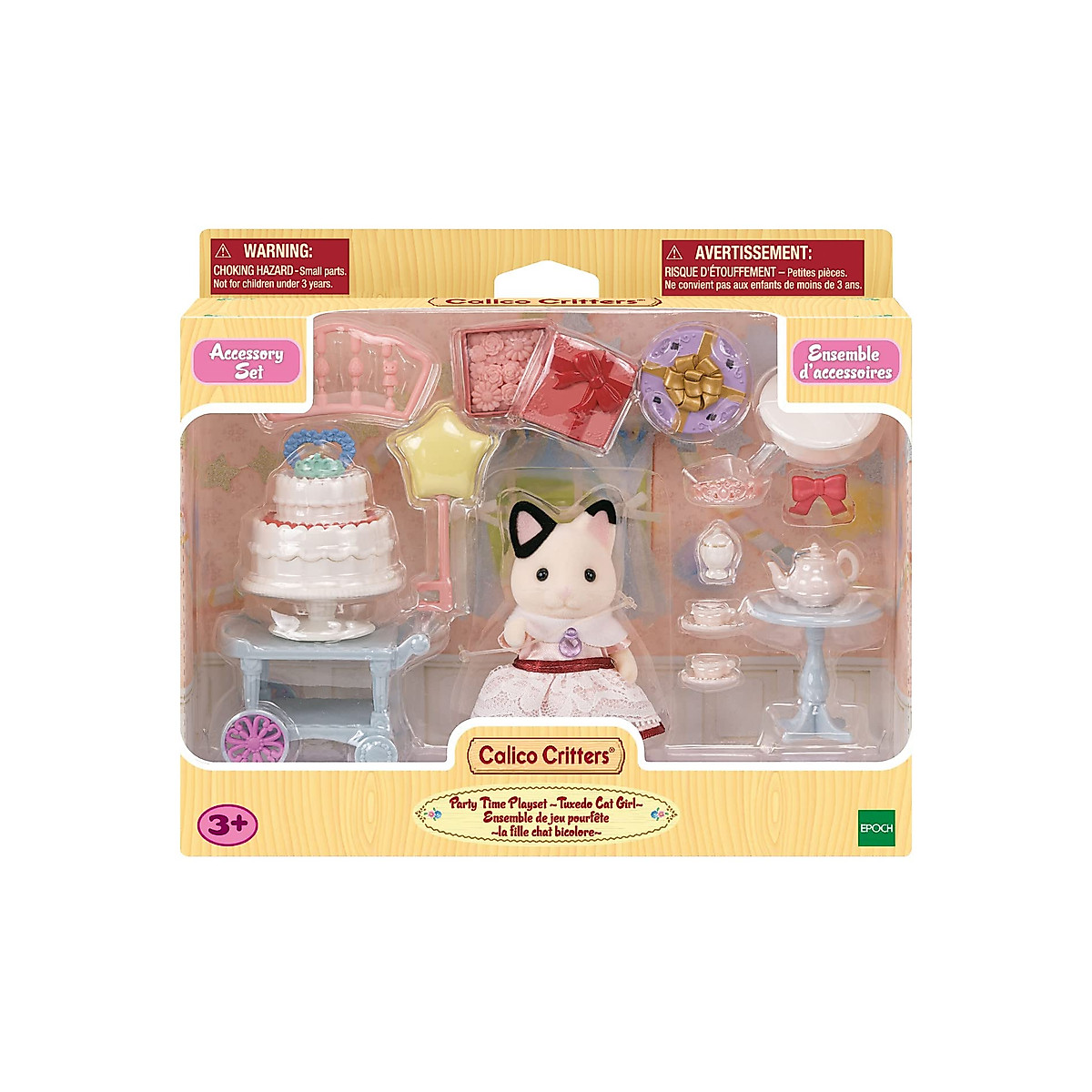 Calico Critters Tuxedo Cat Girl's Party Time Playset, Dollhouse Playset with Figure and Accessories