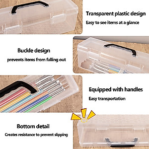 Ganydet Clear Storage Box with handle, 13.77'' × 3.93'' × 4.7'' Small Tool Box Multipurpose Plastic Portable Container Plastic Storage Container Box with Handle Card Storage Box,Clear