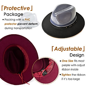 Lisianthus Women Belt Buckle Fedora Hat Claret-red