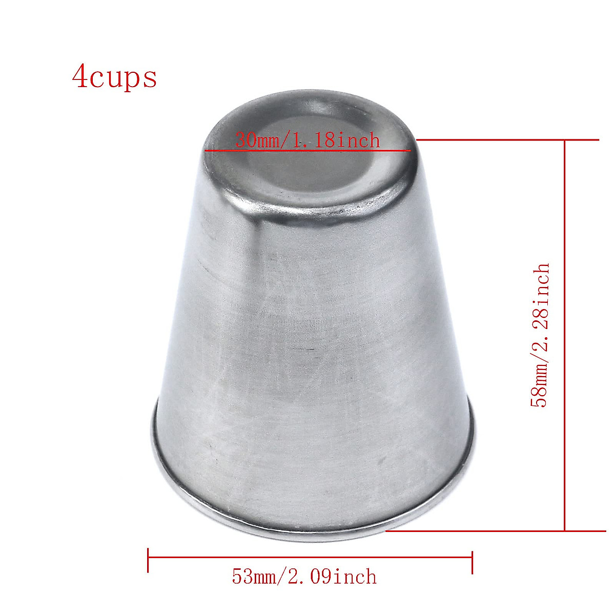 Mewutal 4-Pack 70ml/2.37oz Stainless Steel Wine Glass, Shot Glass Drinker Drinker with a Brown Leather Storage Box