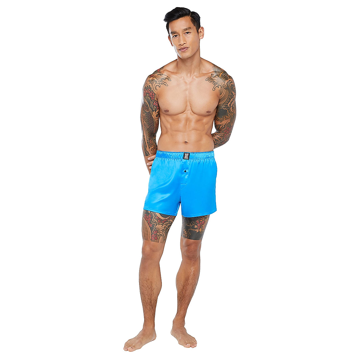 Savage X, Men's Satin Boxers, French Blue, M
