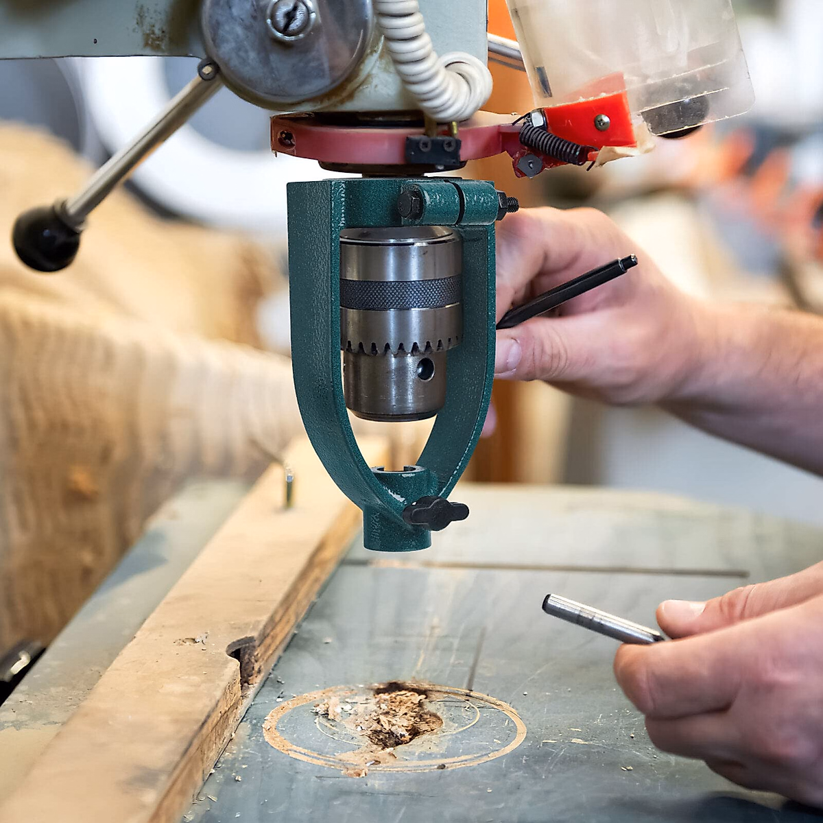 Bench Drill Hole Mortising Attachment Tenon Converter Tool for Precision Woodworking Projects