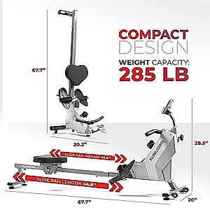 Sunny Health & Fitness Smart Compact Magnetic Rowing Machine with Exclusive SunnyFit® App Enhanced Bluetooth Connectivity – SF-RW521020