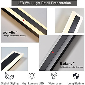 RGZZUP 2Pack 71INCN Long Outdoor Modern LED Wall Light,55W Waterproof IP65 Warm White 110V led Wall Mount Lighting Fixture Rectangular Black Wall Lights Elegant Frosted White Acrylic Anti Rust