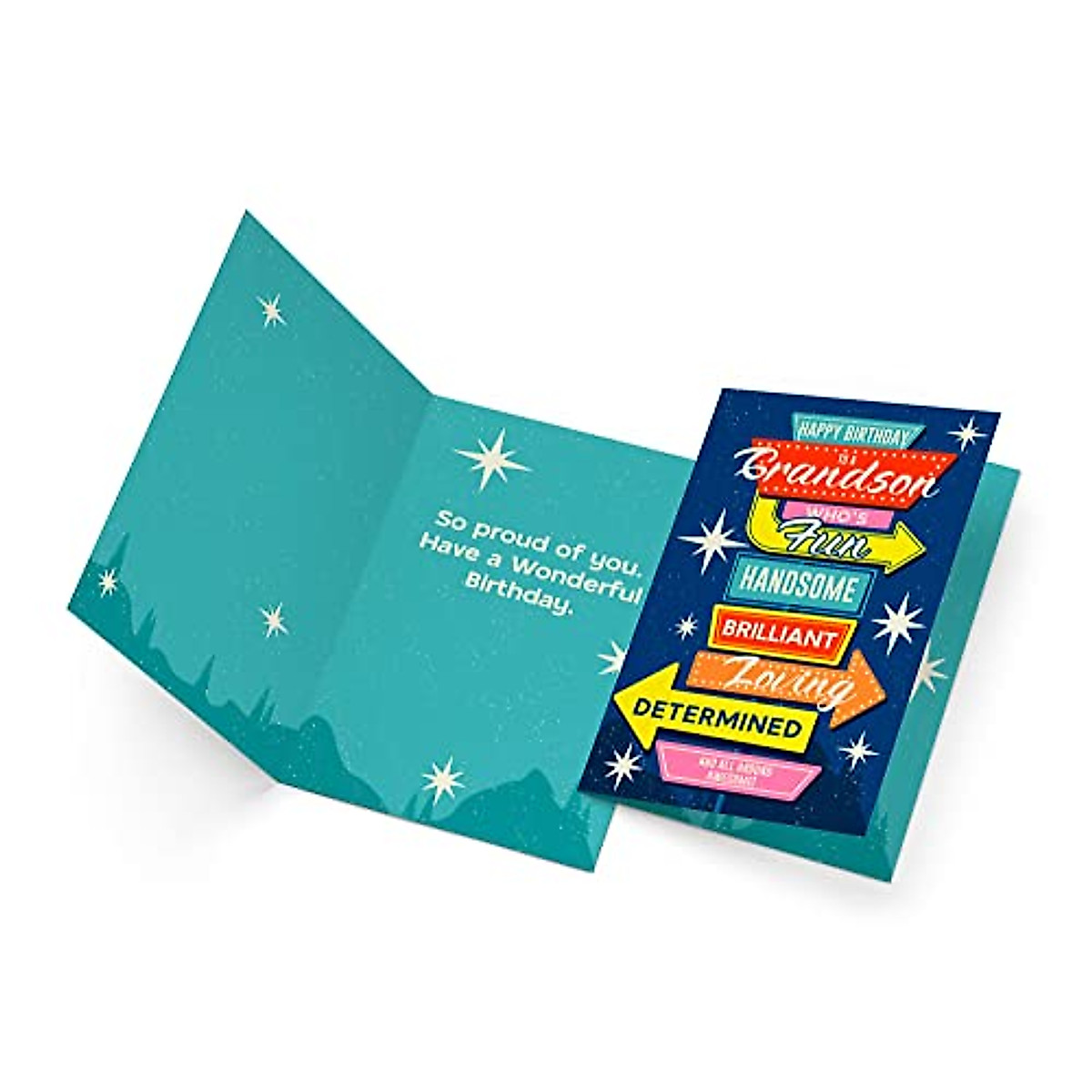 Birthday Card For Grandson | Made in America | Eco-Friendly | Thick Card Stock with Premium Envelope 5in x 7.75in | Packaged in Protective Mailer | Prime Greetings