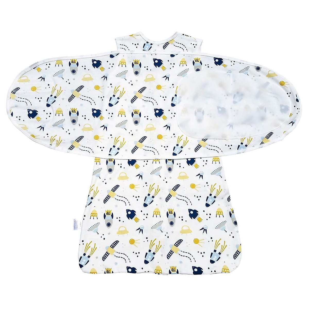 Baby 100% Cotton Sleeping Bag Split Swaddle Wearable Blanket for Boys and Girls, 4 Season, 6-12 Months (Spaceship)