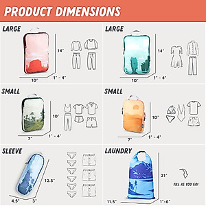 TRIPPED Travel Gear Compression Packing Cubes for Travel - Luggage and Backpack Organizer Packaging Cubes for Clothes (Graphic, 6 Piece Set)