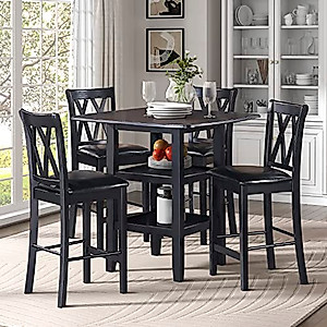 Lexicon Skyway 5-Piece Counter Height Dining Set, Black