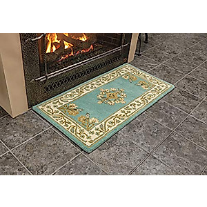 Minuteman International Winter Green Jardin Wool Hearth Rug, Rectangular