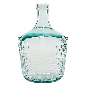Deco 79 Recycled Glass Handmade Spanish Vase with Bubble Texture, 8" x 8" x 12", Clear