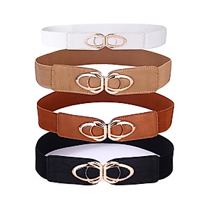 Beltox Womens Belts Elastic Stretch Cinch Plus Fashion Dress Belts for Ladies（46"-58",Black White Brown Khaki）